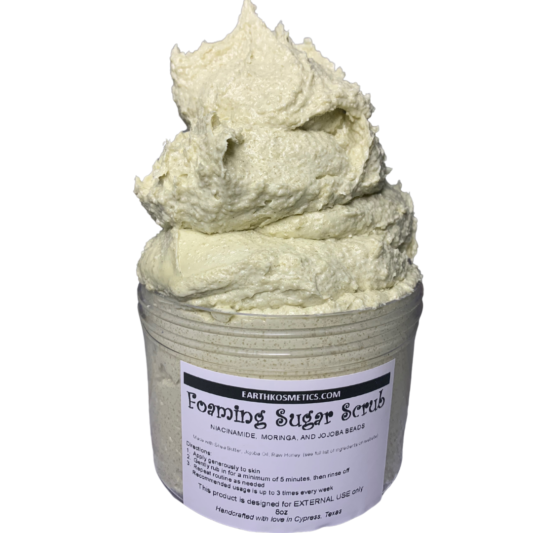 Niacinamide, Moringa and Jojoba Beads Foaming Sugar Scrub – EarthKosmetics