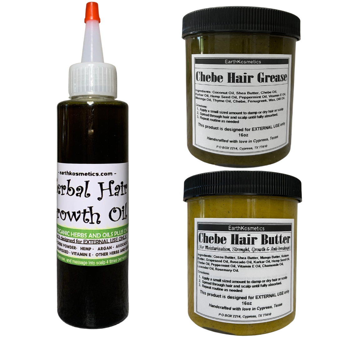 Hair Growth Trifecta Set (Herbal Oil/Butter/Grease) – EarthKosmetics